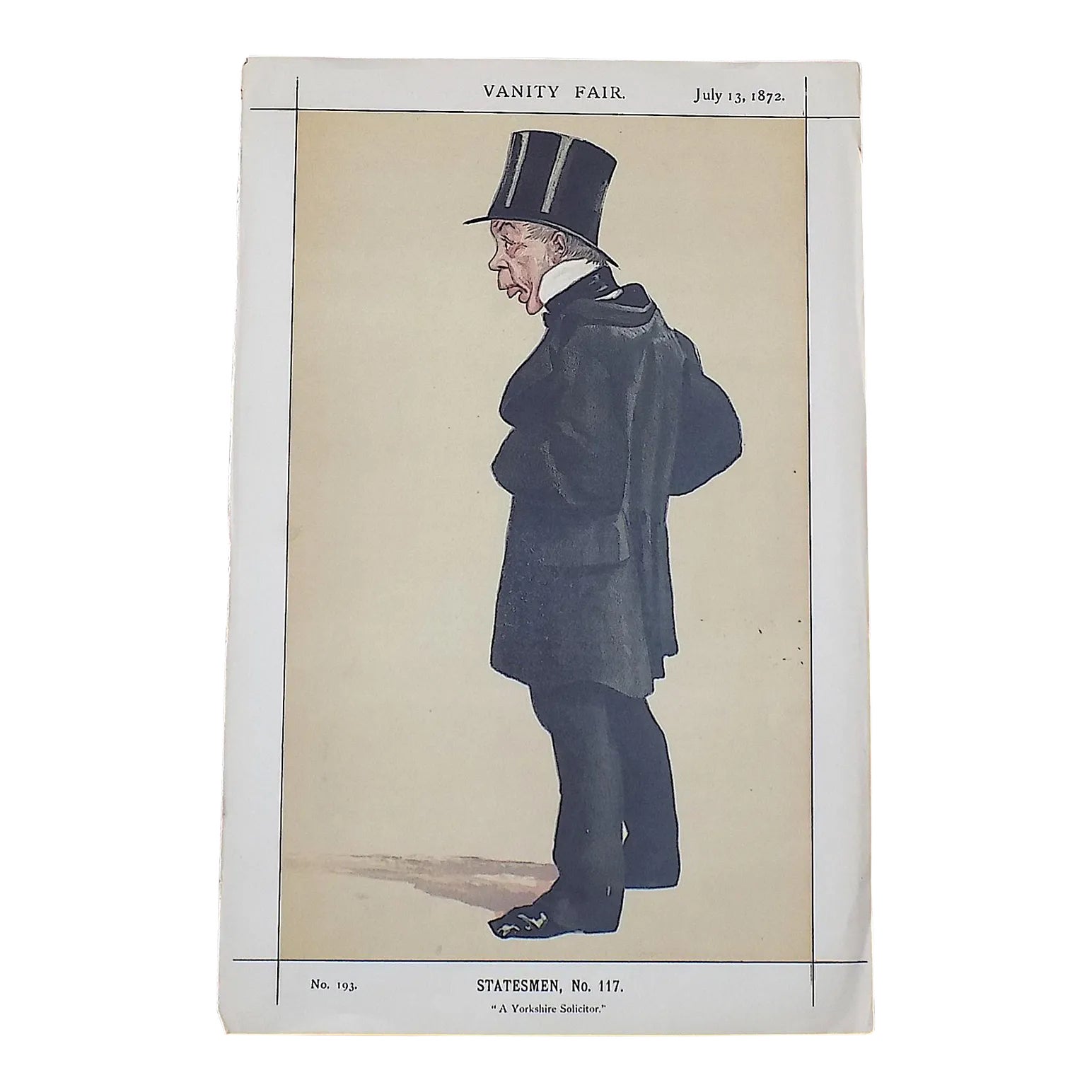Antique 19th C. Vanity Fair Lithograph - a Yorkshire Solicitor | Chairish