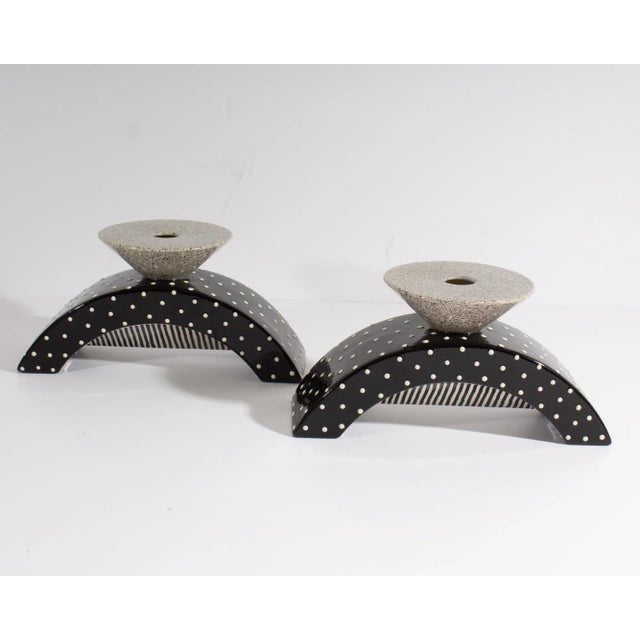 Pair of Ceramic Postmodern Candlestick Holders Signed by Michael Duvall ...