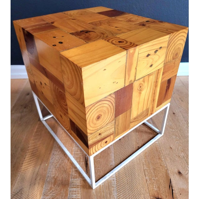 Sustainable Wood Cube Side Table | Chairish