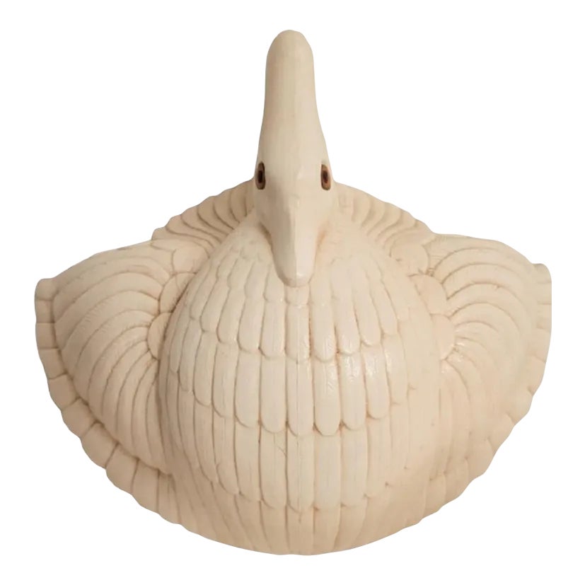 Vintage Cream Highly Carved Resin Swan Wall Pocket by Burwood | Chairish