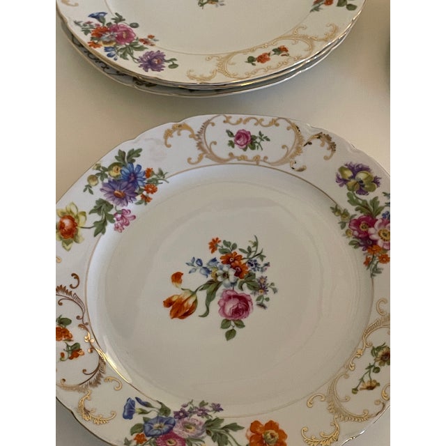 Circa 1920s Victoria Czechoslovakia Floral Porcelain Plates - Set of 7 ...