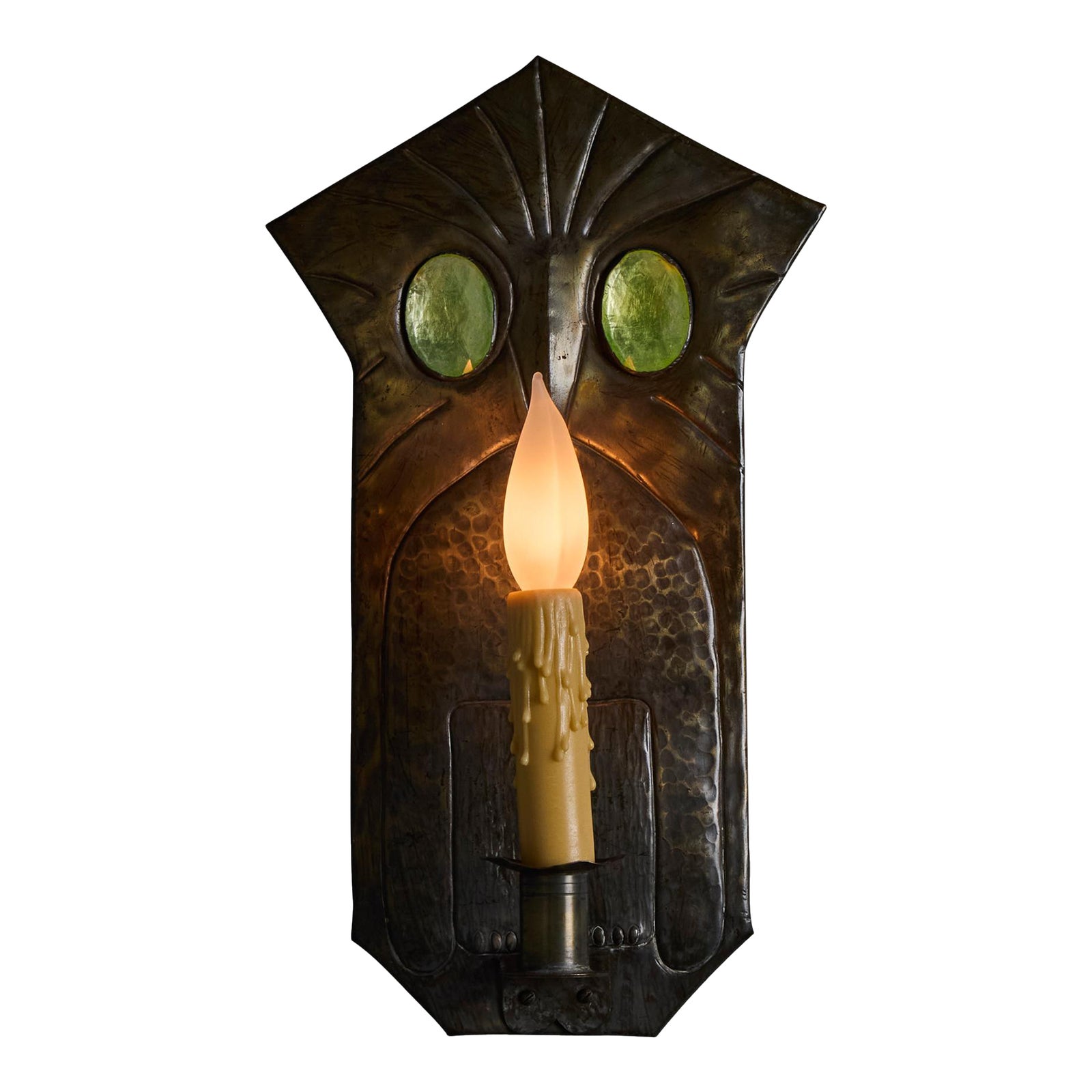 1930s Scandinavian Modernist Patinated Brass & Glass Owl Plug-in Wall ...