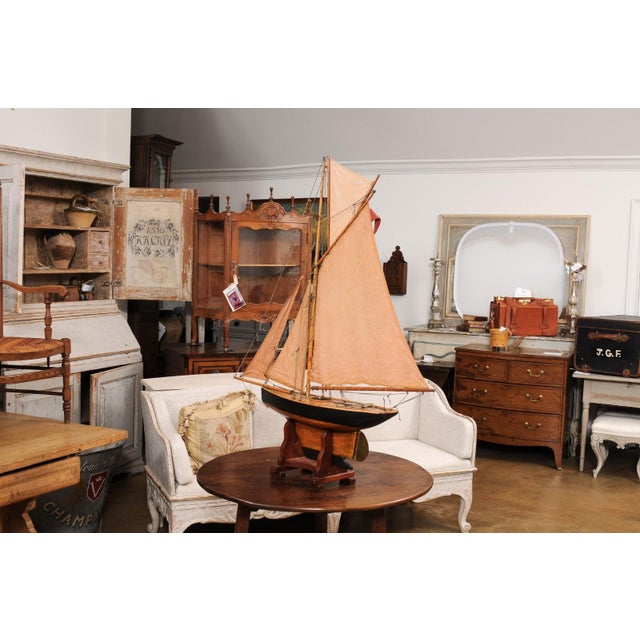 Gaff Cutter English 1920s Four Sail Pond Yacht on Stand with Solid Hull ...
