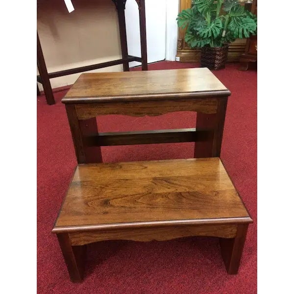 Solid Cherry Bed Steps, Library Step, Wood Step Stool Chippendale Style ...