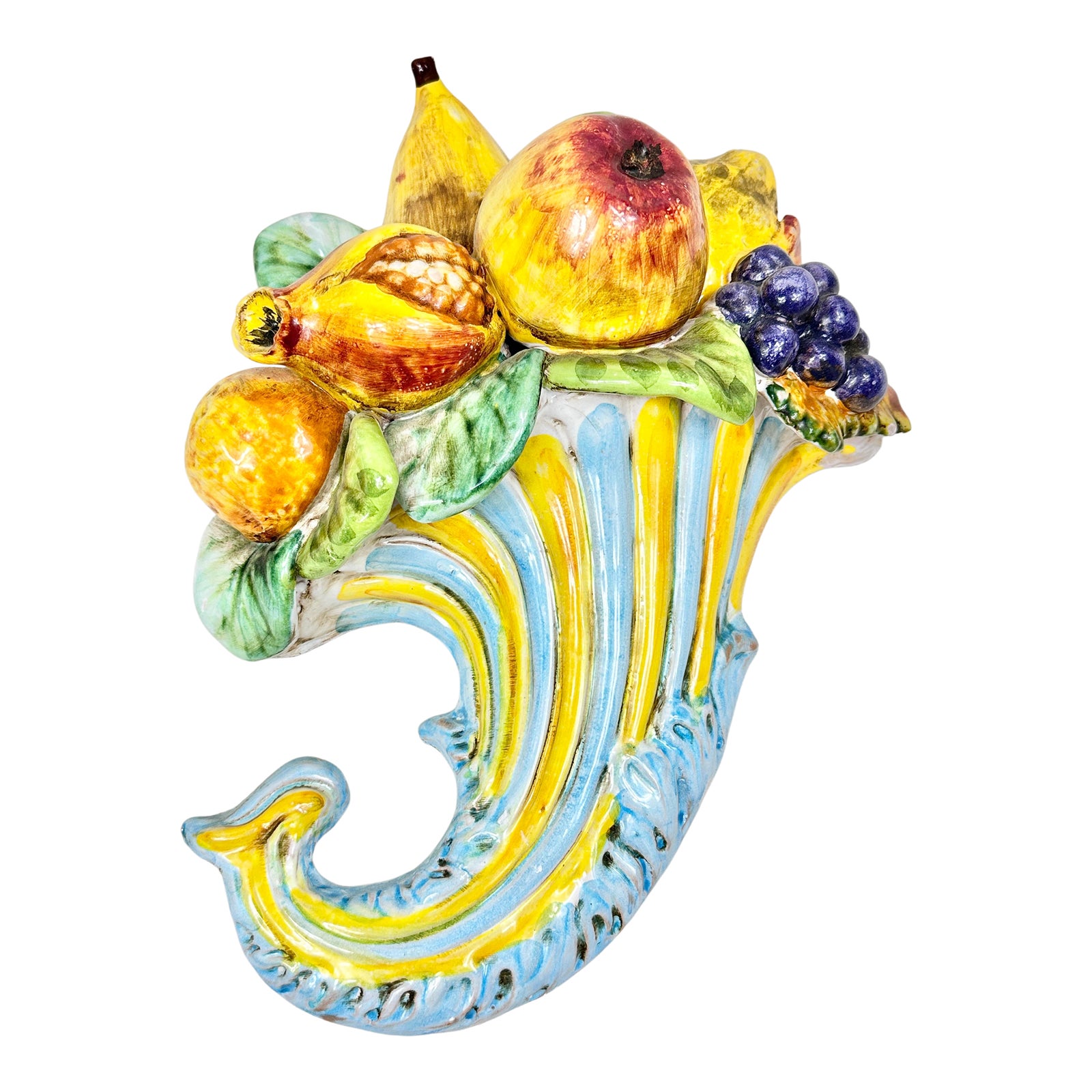 Vintage Majolica Cornucopia Wall Decor | Chairish