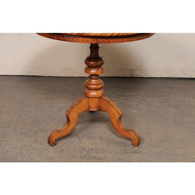 Italian Round Marquetry Top Pedestal Table | Chairish
