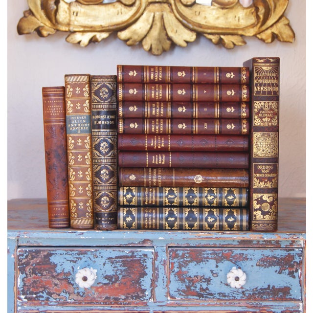 Early 1900s Antique Leather Bound Books with Decorative Gilding- Set of ...