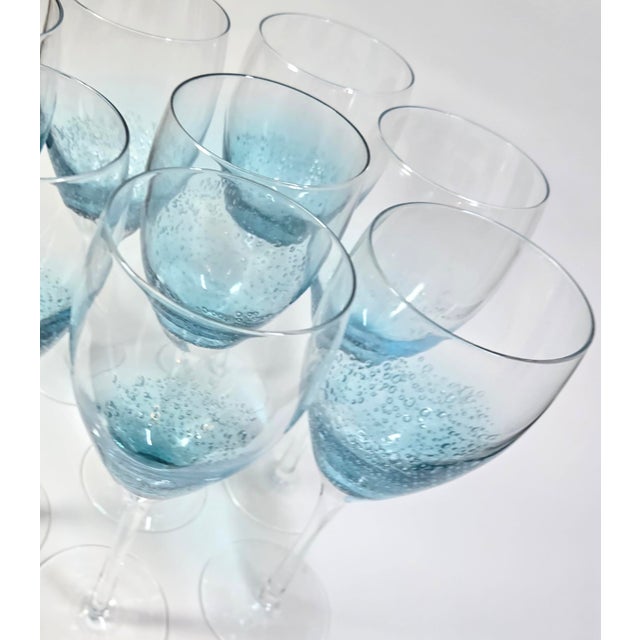 Bubbled Turquoise Ocean Goblets- Set of Eight | Chairish
