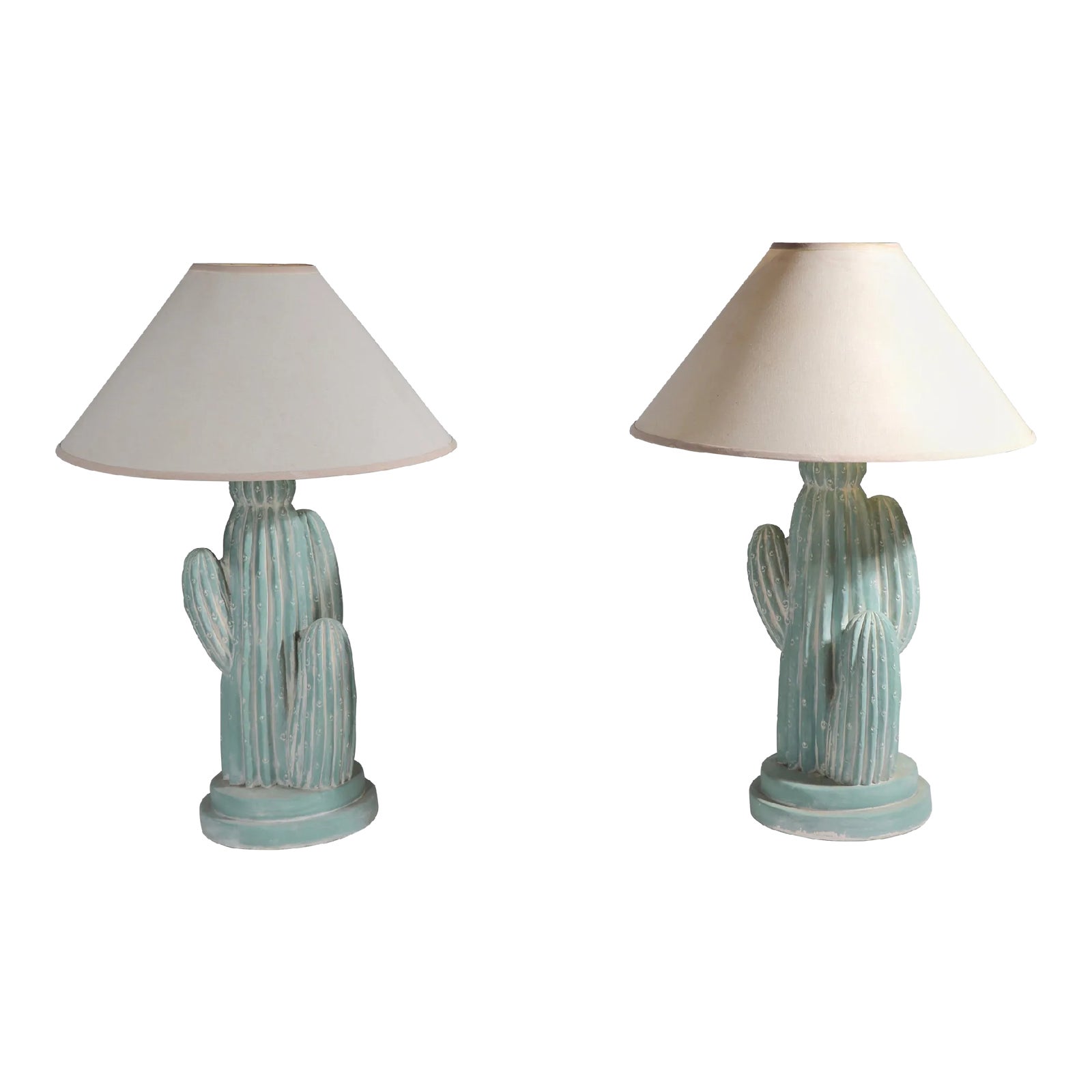 Mid Century Cast Plaster Cactus Table Lamps by Bon Art - A Pair | Chairish