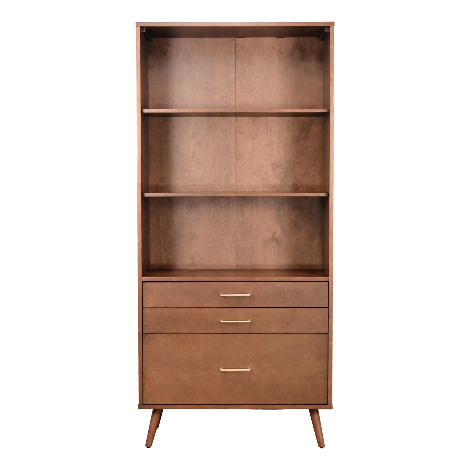 Contemporary Modern Bookcase With File Storage - Walnut | Chairish