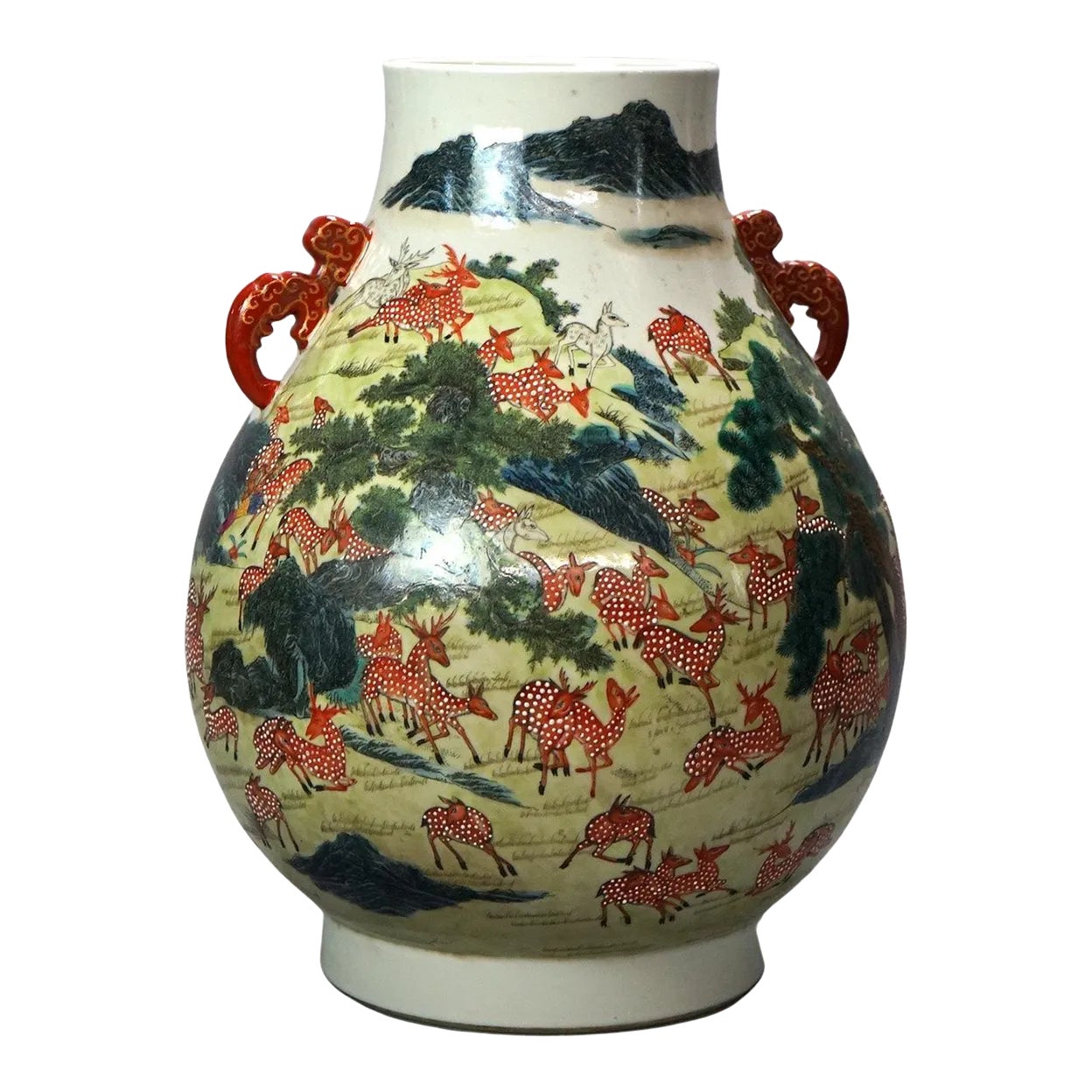 Large Early 20th Century Chinese Famille Rose Hu Figural Landscape ...