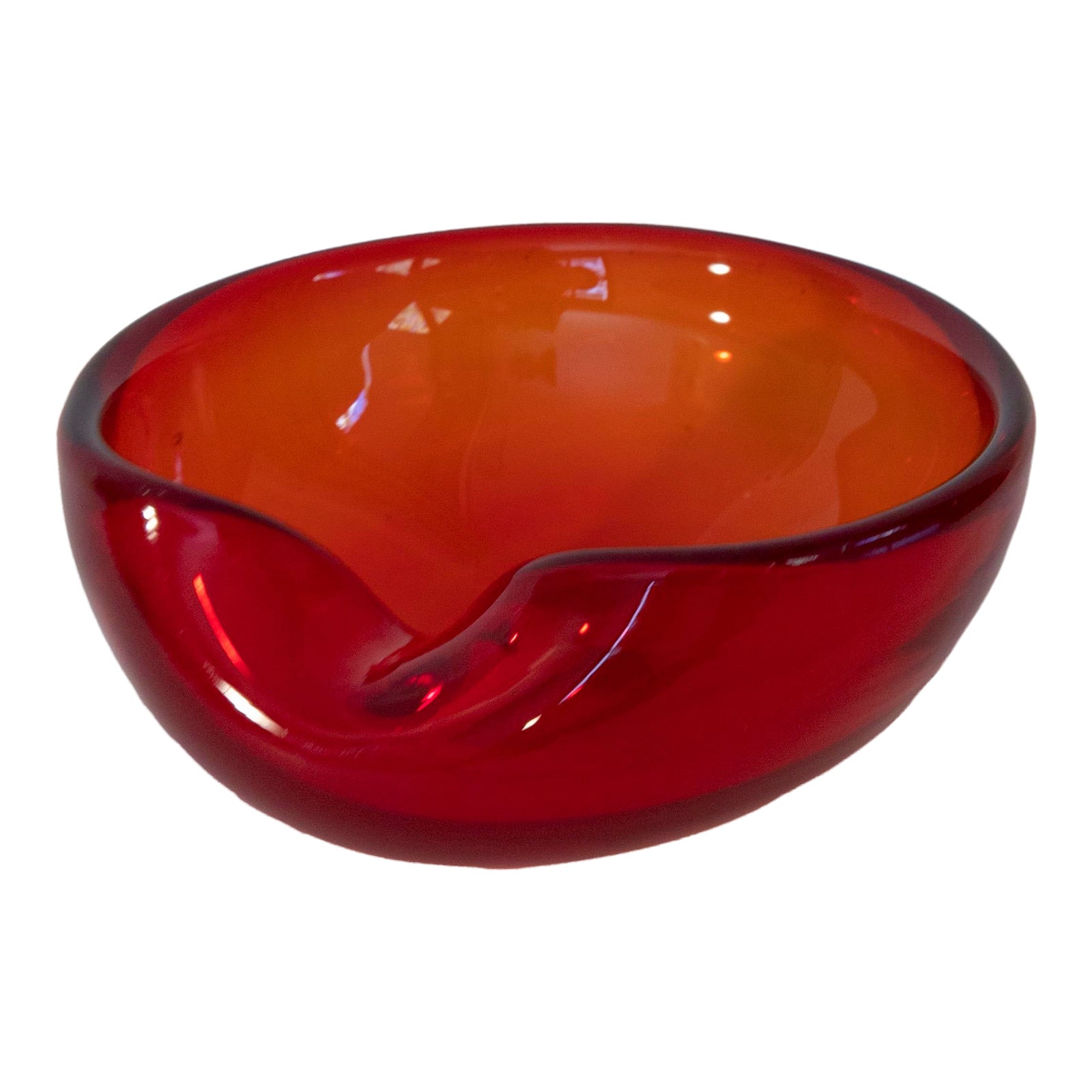 Late 20th Century Bright Red Art Glass Catch-All | Chairish