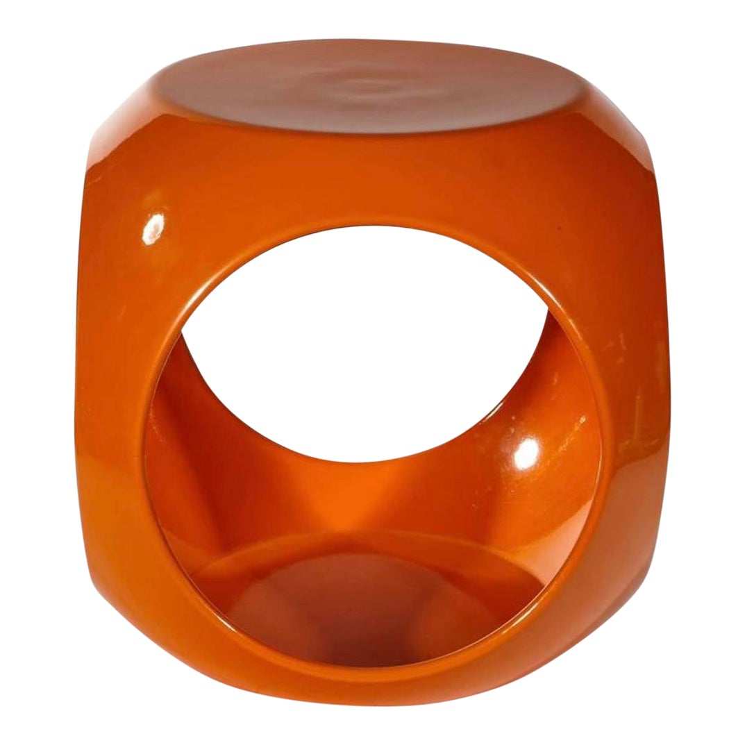 Vintage Orange Fiberglass Side Table in the Style of Luigi Colani ...