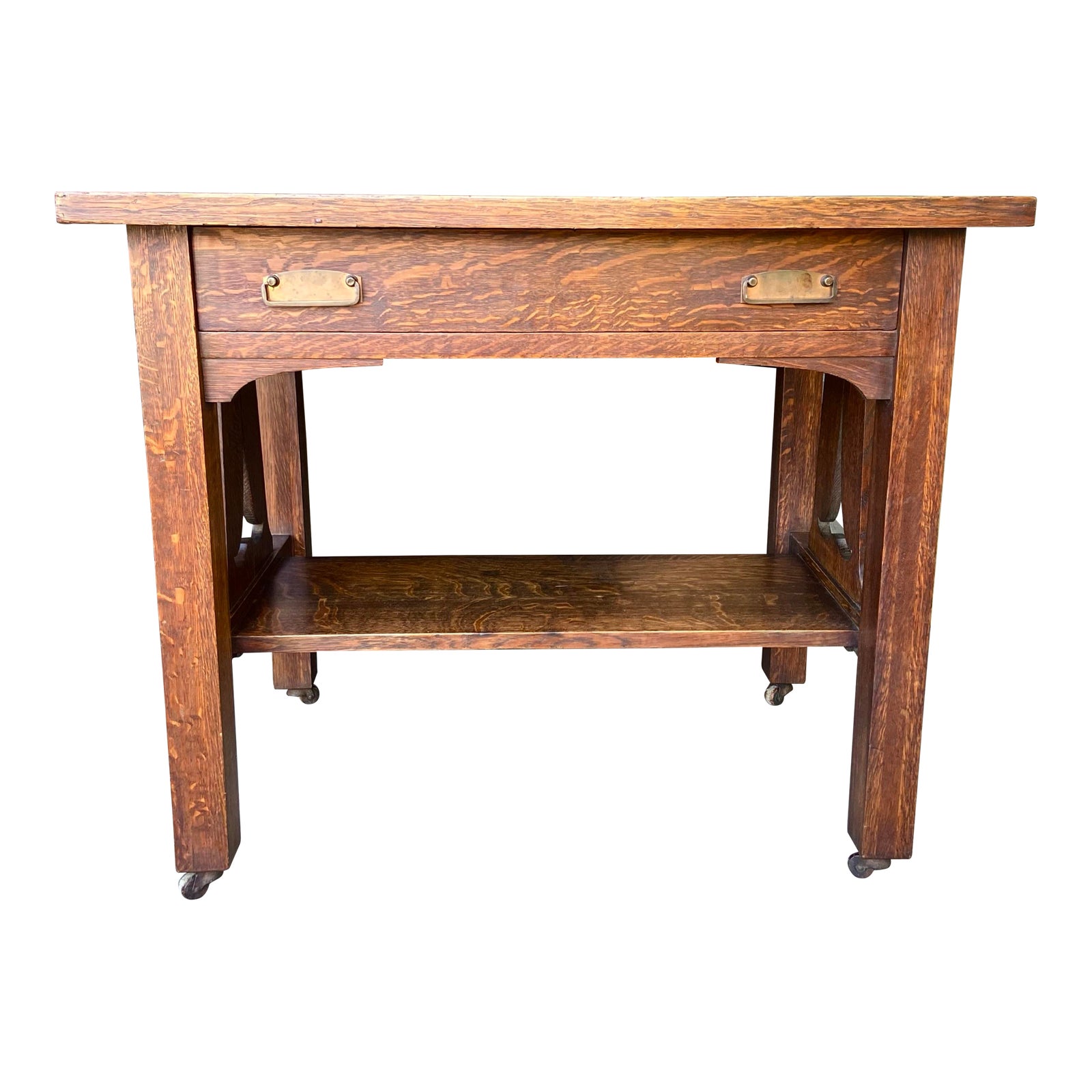 1910s Mission Oak Arts & Crafts Library Table | Chairish