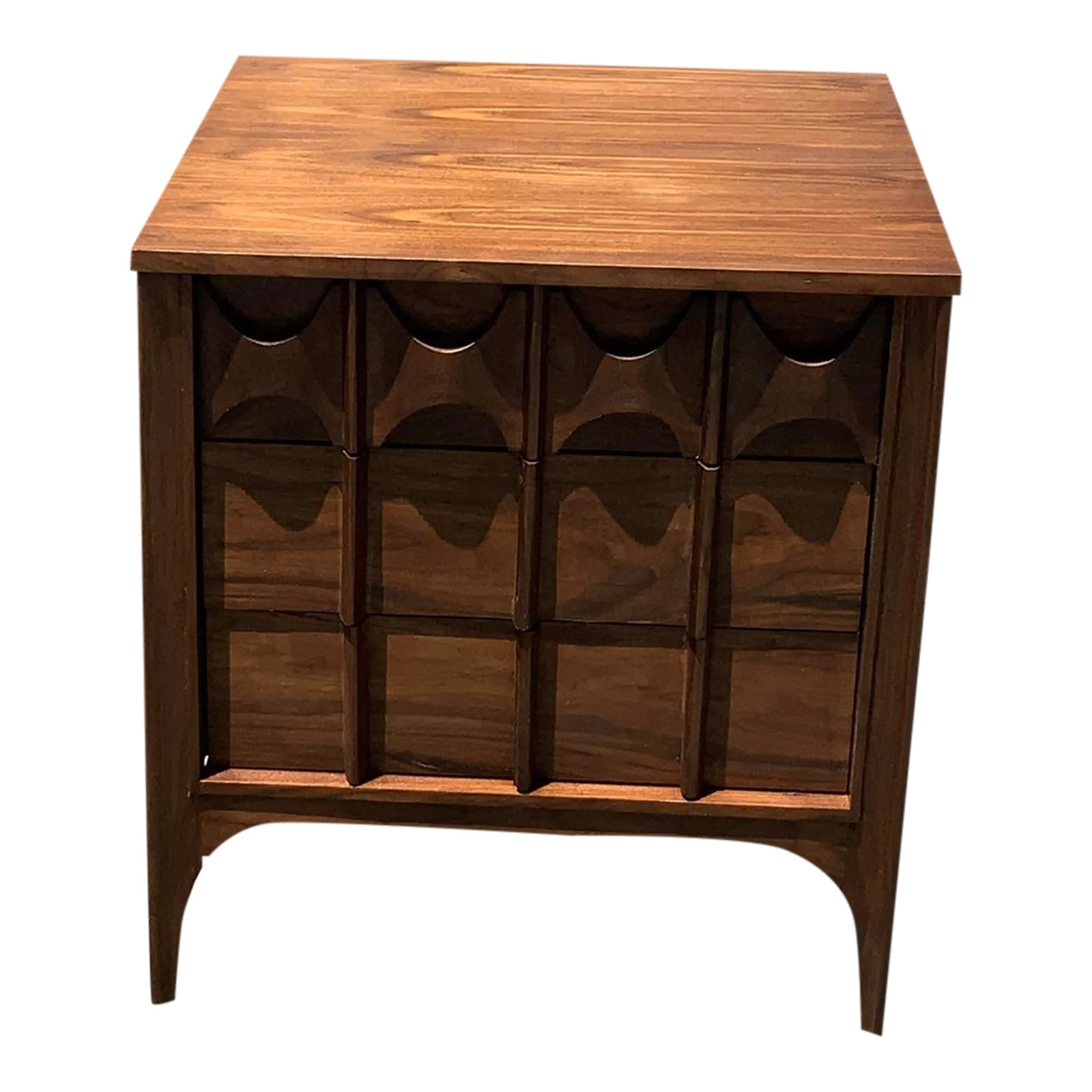 Mid Century Solid Walnut Nightstand | Chairish