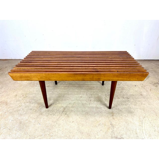 Mid Century Modern George Nelson Style Slat Bench | Chairish