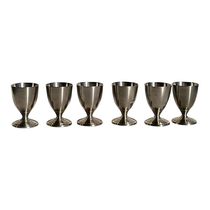 Vintage Danish Pewter Mini Shot Goblets, Set of 6 | Chairish