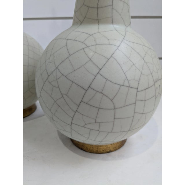 Pair of Contemporary Crackled Design Tall Designer Table Lamps | Chairish