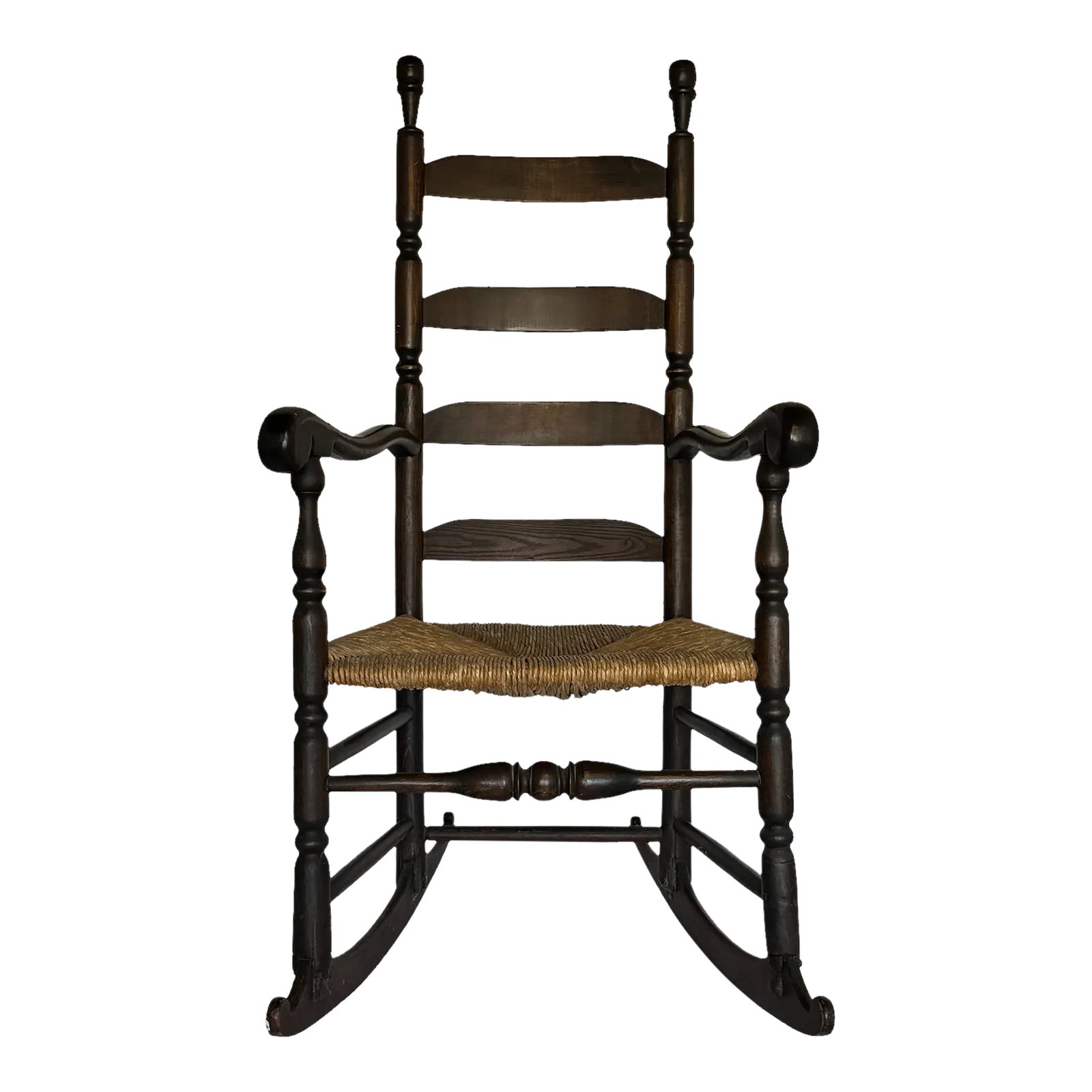 1880s Antique Black Ladder Back Rocking Chair | Chairish