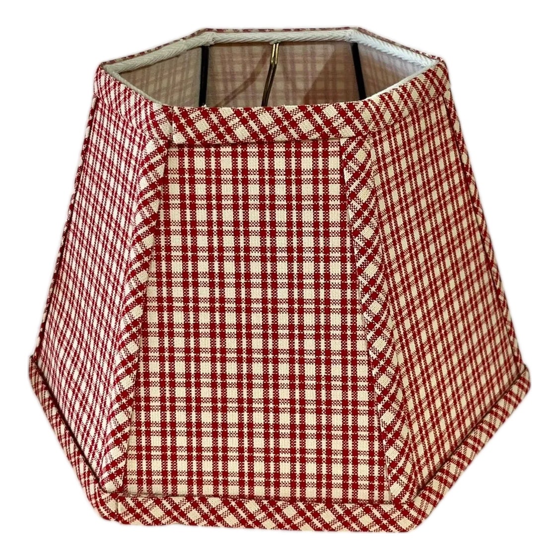 Vintage Red Gingham Check Clip on Lamp Shade | Chairish