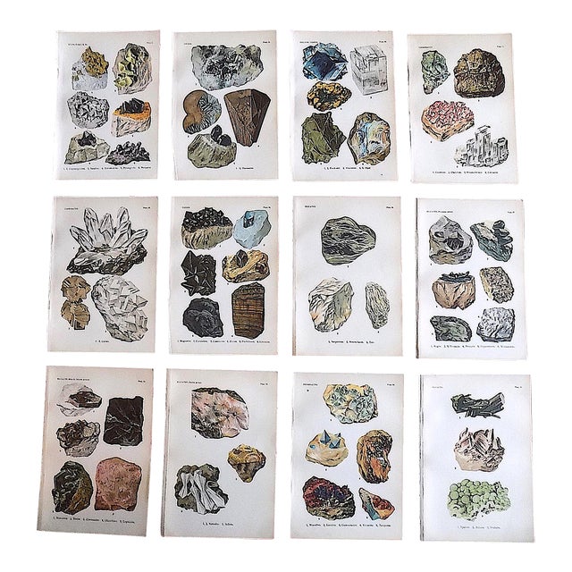 Antique 1911 Mineral Lithograph Collection - Set of 12 | Chairish