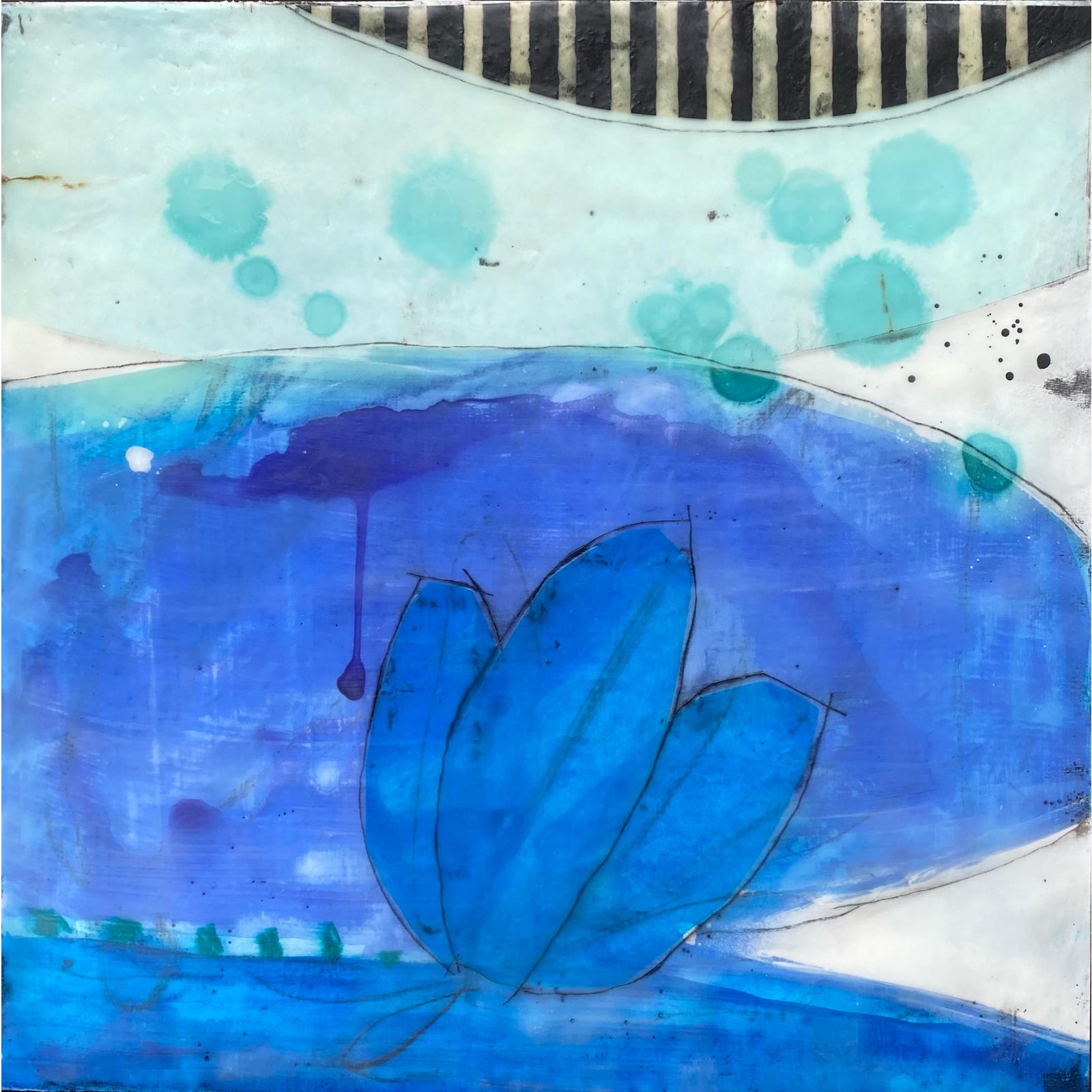 Encaustic Mixed Media Painting by Gina Cochran - "The Wellspring (Blue ...