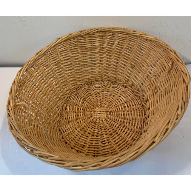 Vintage Round Wicker Basket | Chairish