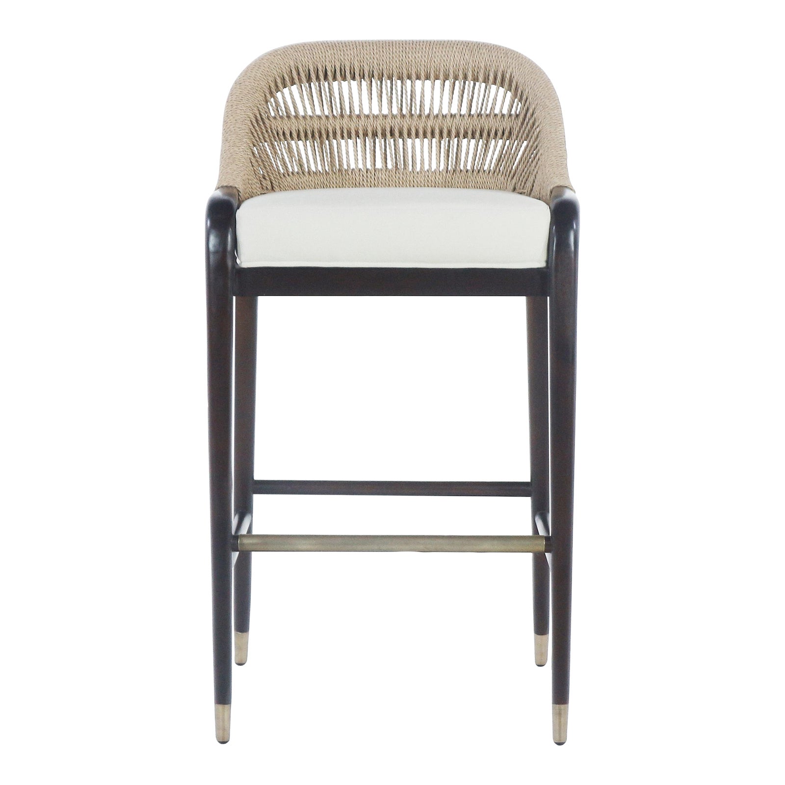 Fara Mahogany, Polypropylene Weave & Linen Upholstered Bar Stool | Chairish