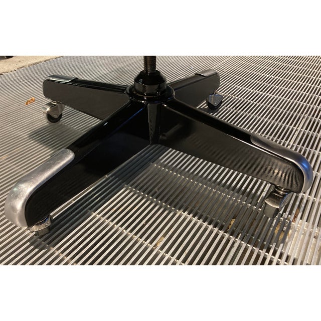 Steelcase Industrial Tanker Chair in Black Lacquer & Chrome | Chairish