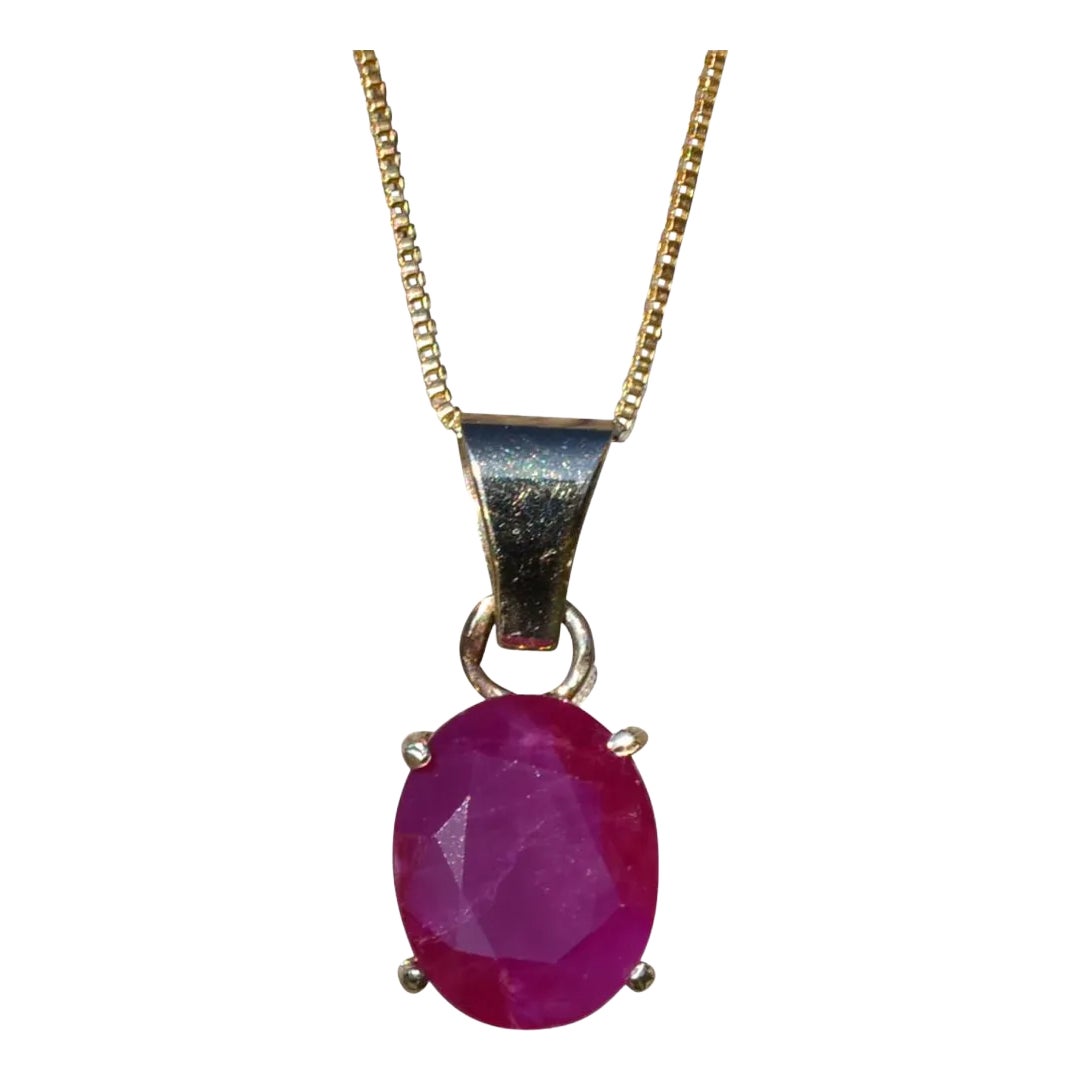 The Wallis: Ladies 14K Yellow Gold Ruby Necklace | Chairish
