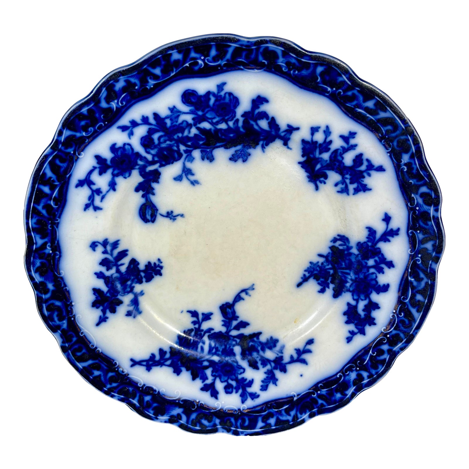 Antique Touraine Flow Blue Plate by Stanley Pottery | Chairish