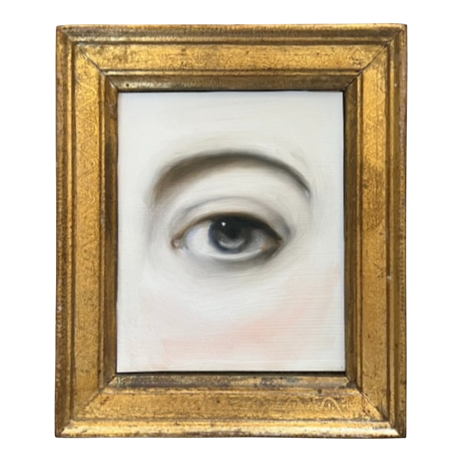 Lover's Eye Painting in a Gold Florentine Frame by Susannah Carson | Chairish