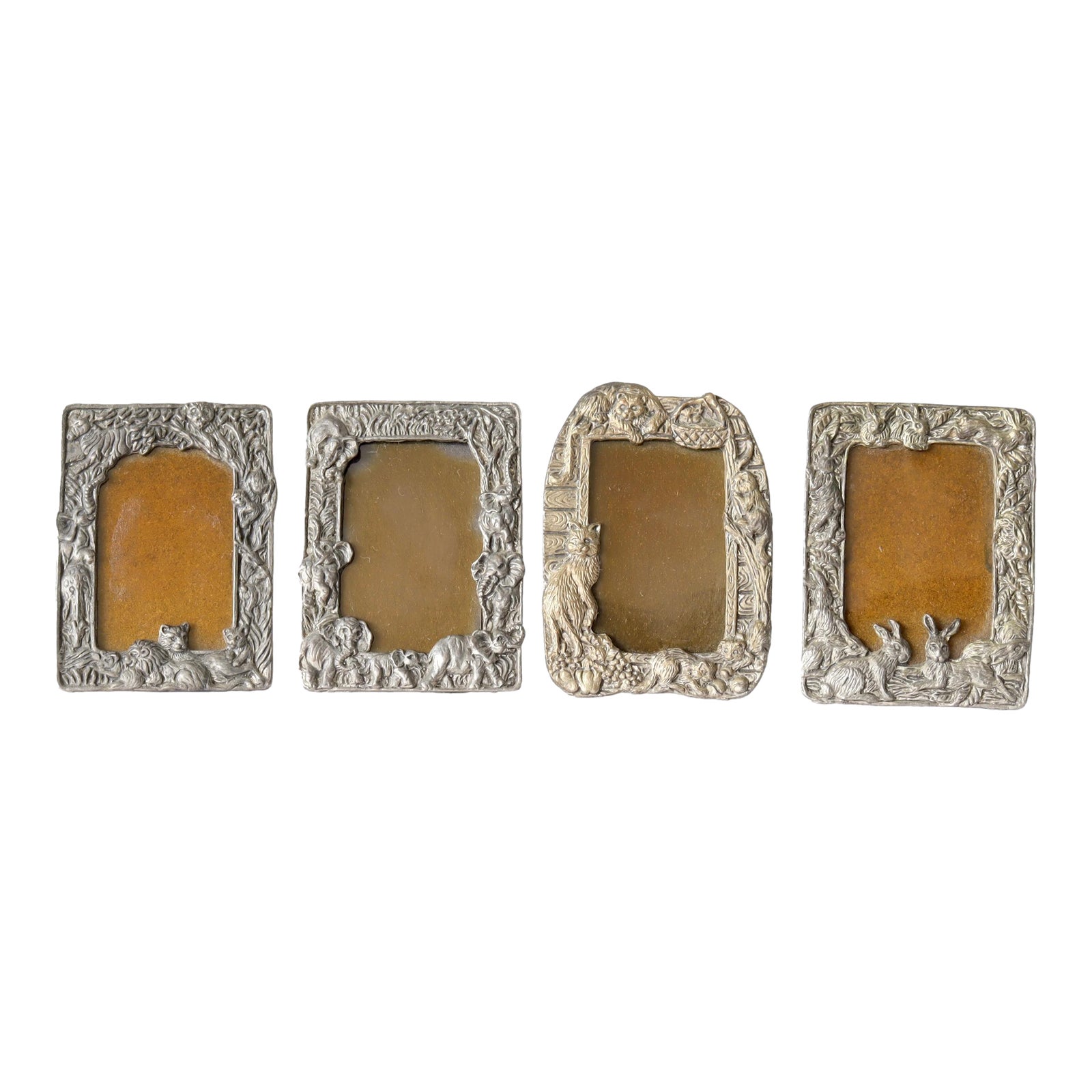 1980s Pewter Woodland Animal Frames, S/4 | Chairish