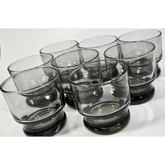 80s Gray Smoke Stacking Lowballs- Set of Eight | Chairish