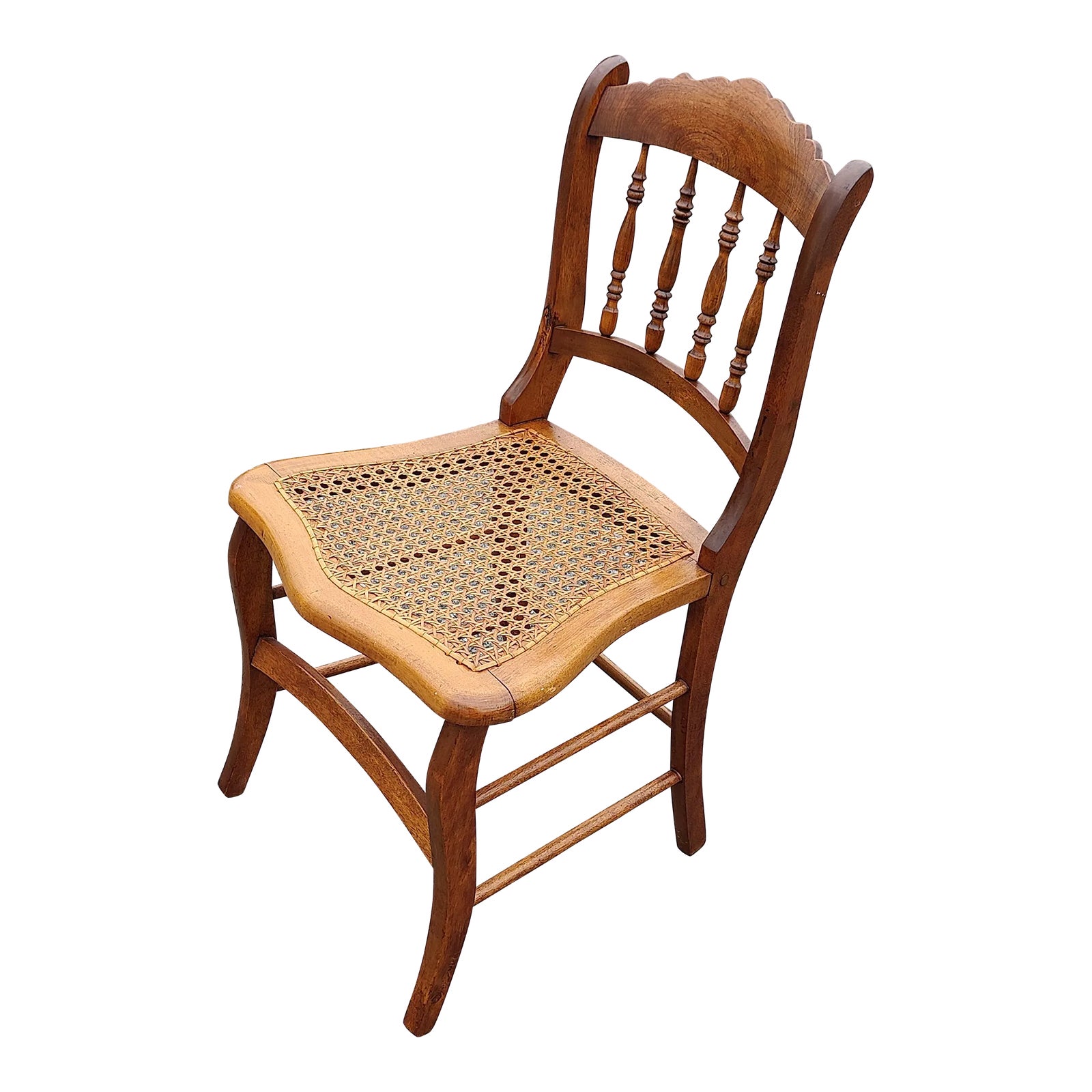 Early 20th Century Victorian Cane Seat Side Chair | Chairish