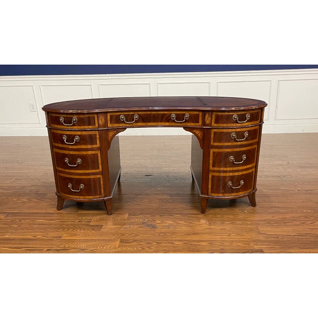 Leighton Hall Kidney Shaped Partner Desk - Showroom Sample | Chairish