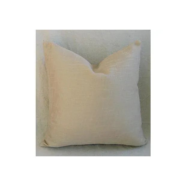 Premium Tanned Italian Leather/Linen Pillows 20" Square - Pair | Chairish