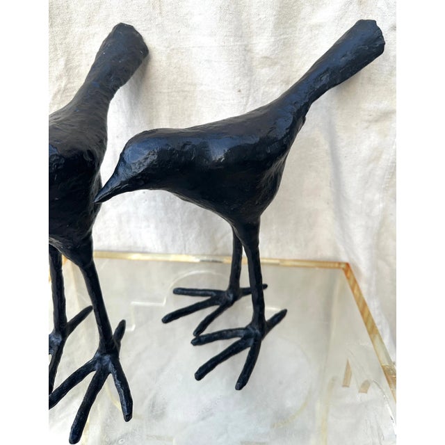 Pottery Barn Set of 3 Iron Blackbird Figures | Chairish