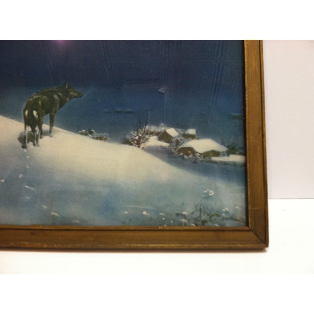 1930s Vintage Framed "Lone Wolf" Original Color Print | Chairish
