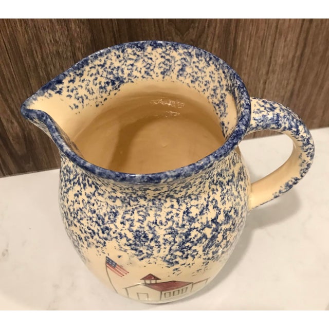 2000s Molly Dallas Handcrafted Pottery School Flag Design Water Pitcher ...