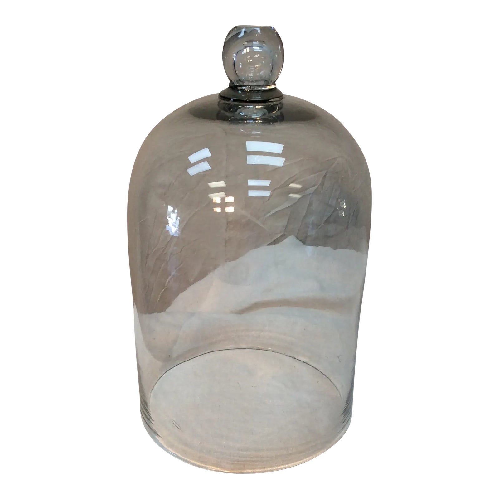 1800s French Glass Dome, Cloche With Solid Glass Knob Handle | Chairish