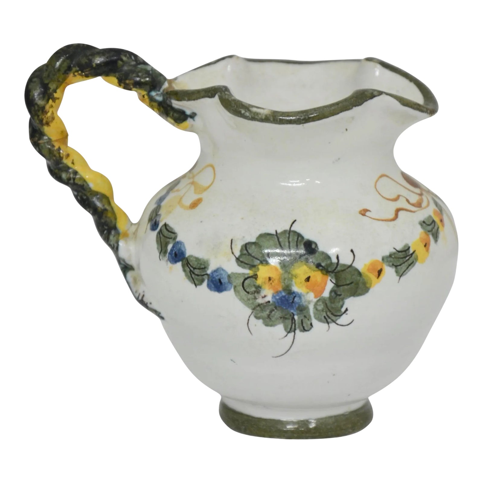 Mid 20th Century Hand-Painted Italian Pitcher | Chairish