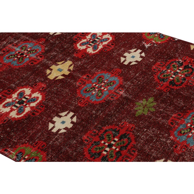 Vintage Mid-Century Purple and Red Geometric Wool Rug With Multi-Color ...