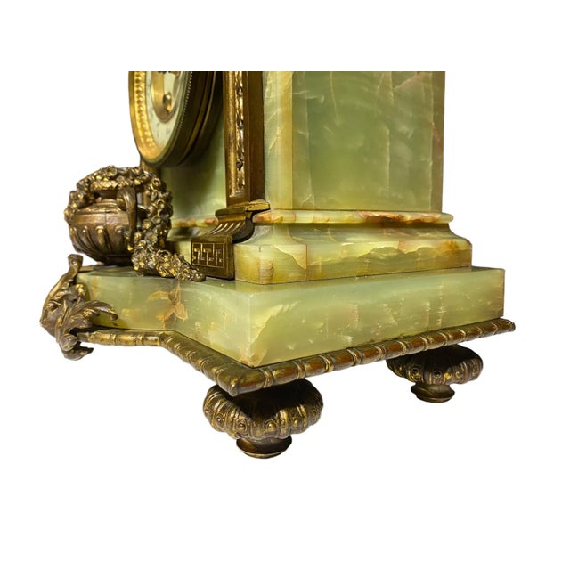 Antique 19th Century French Ormolu Mounted Green Onyx Mantle Clock ...