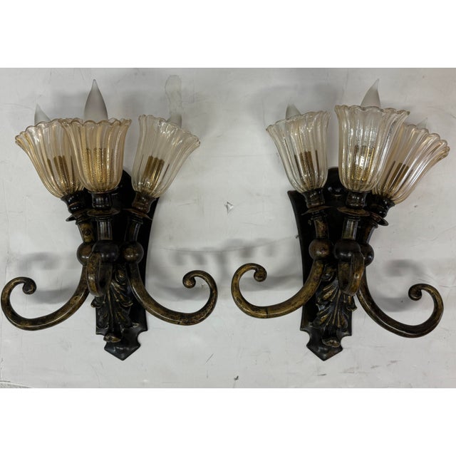 Lightspann Lighting Custom Antiqued Brass + Gold Flecked Glass Shade ...