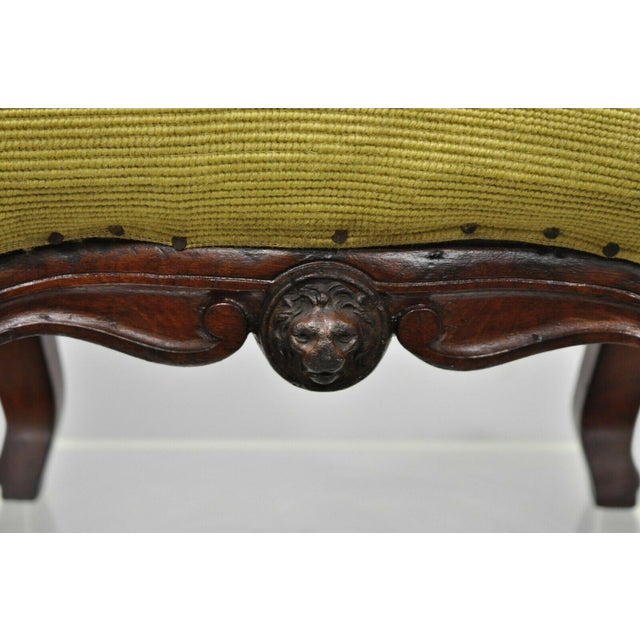 Antique Victorian Carved Walnut Figural Lion Female Face Footstool ...
