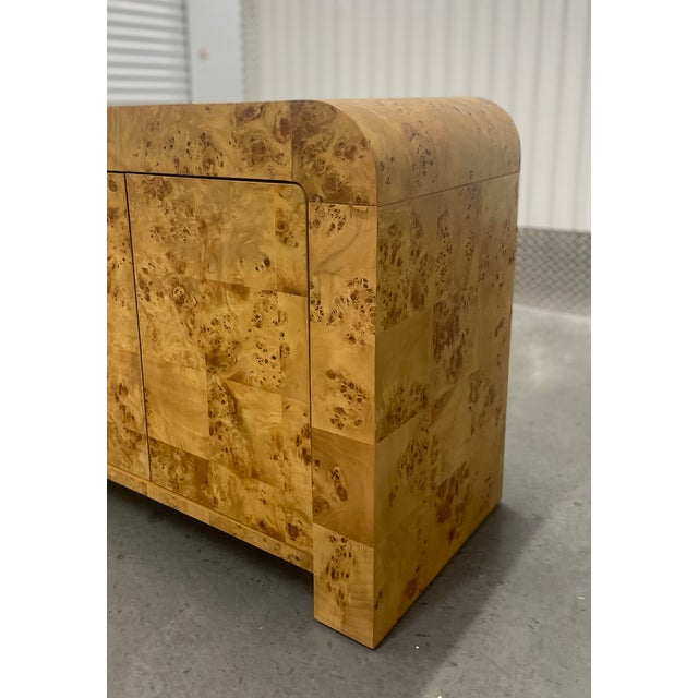 Waterfall Media Console - Burl Wood Veneer | Chairish