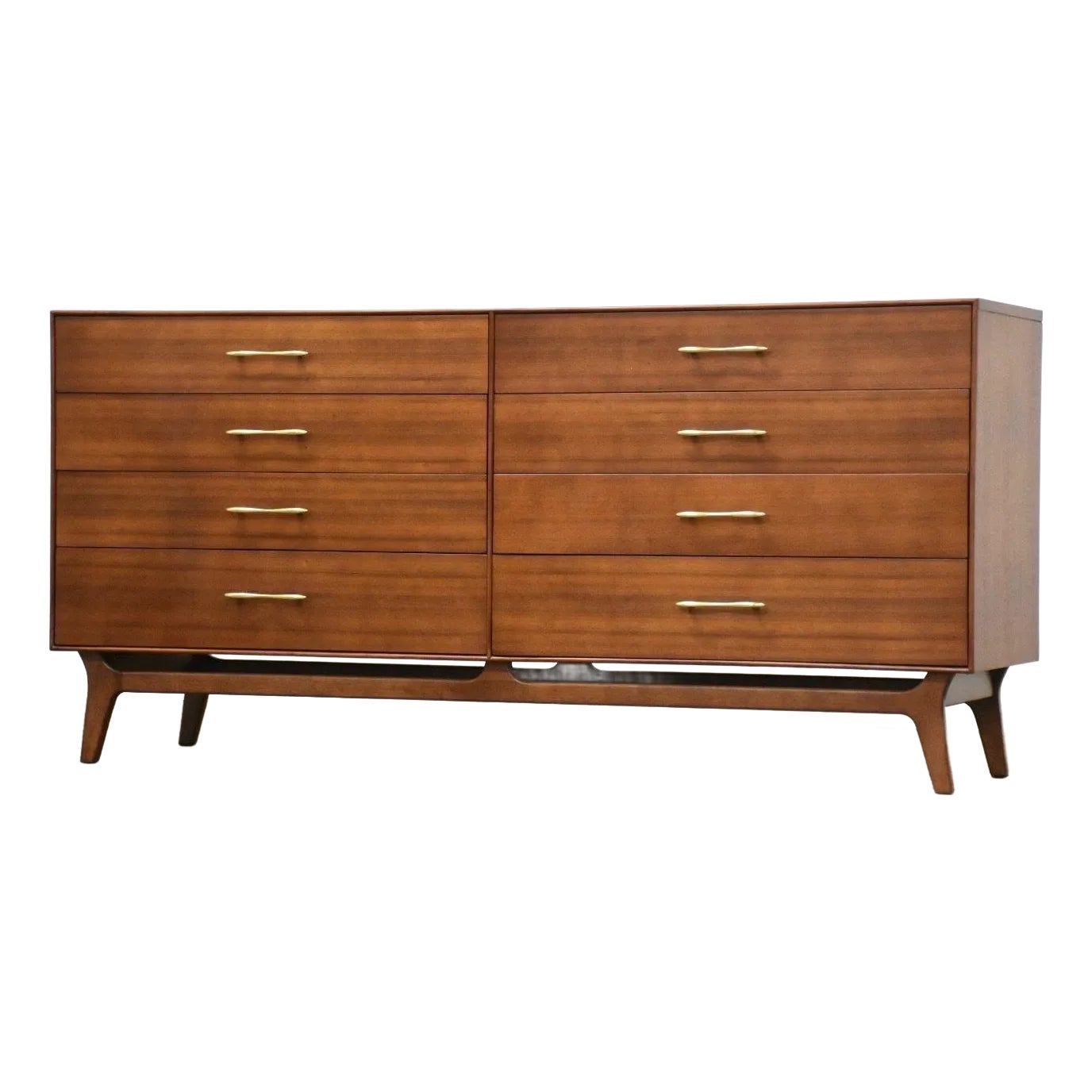 1960s Refinished Walnut and Brass Dresser by Rway | Chairish