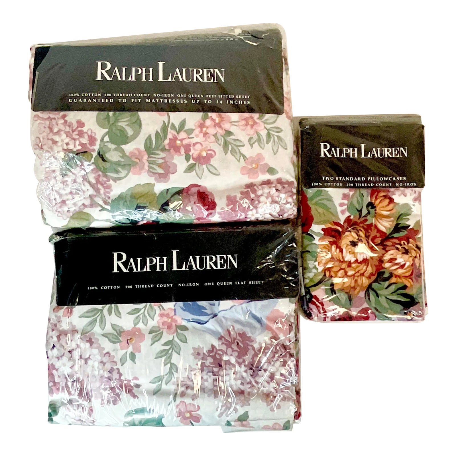 Ralph Lauren Allison Queen Sheet Set - 4 Piece Set. | Chairish