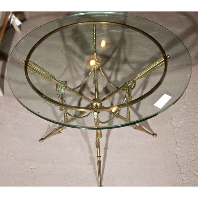 Glass Top Bronze Base End Table Attributed Jansen | Chairish